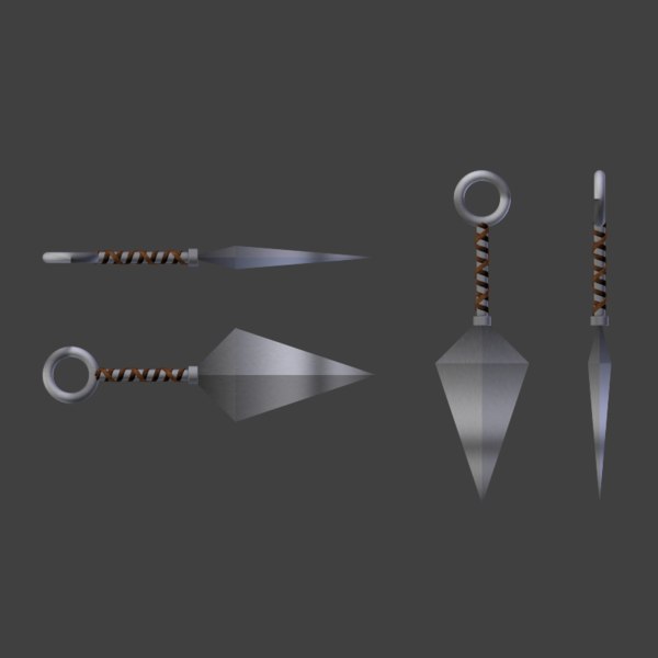 3d kunai ninja weapon model