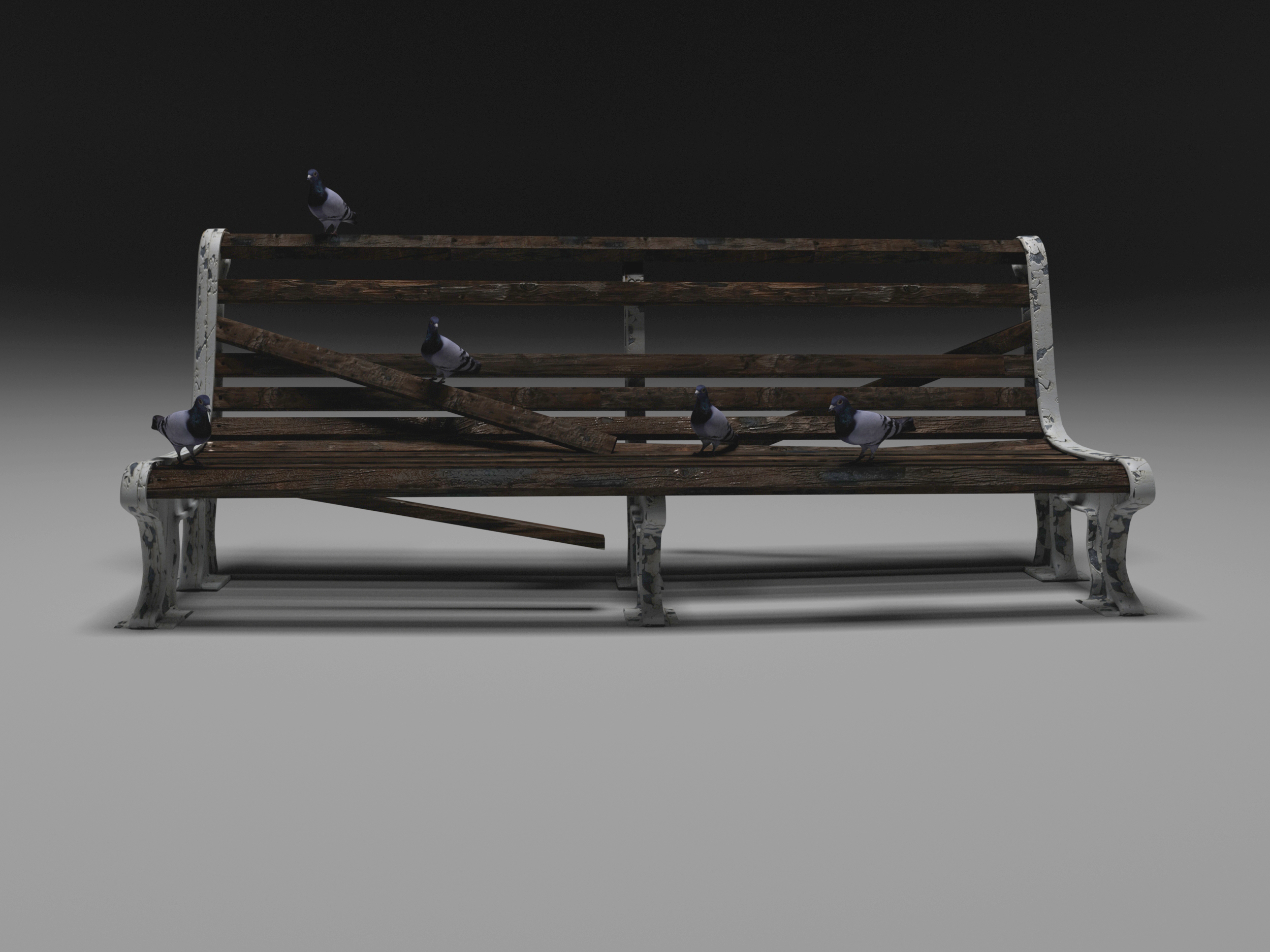free old bench 3d model