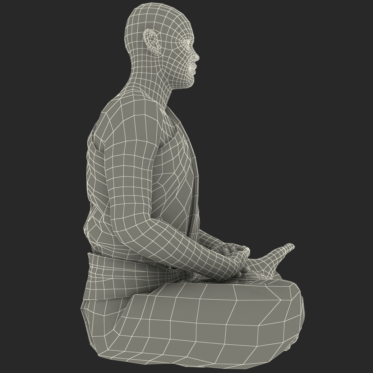 3ds max buddhist monk seated meditation