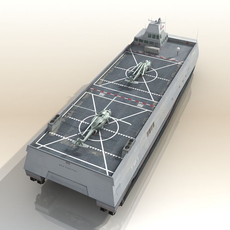 USS Sea Fighter FSF 1 com dois SH60 Sea Hawk Modelo 3D - TurboSquid 810978