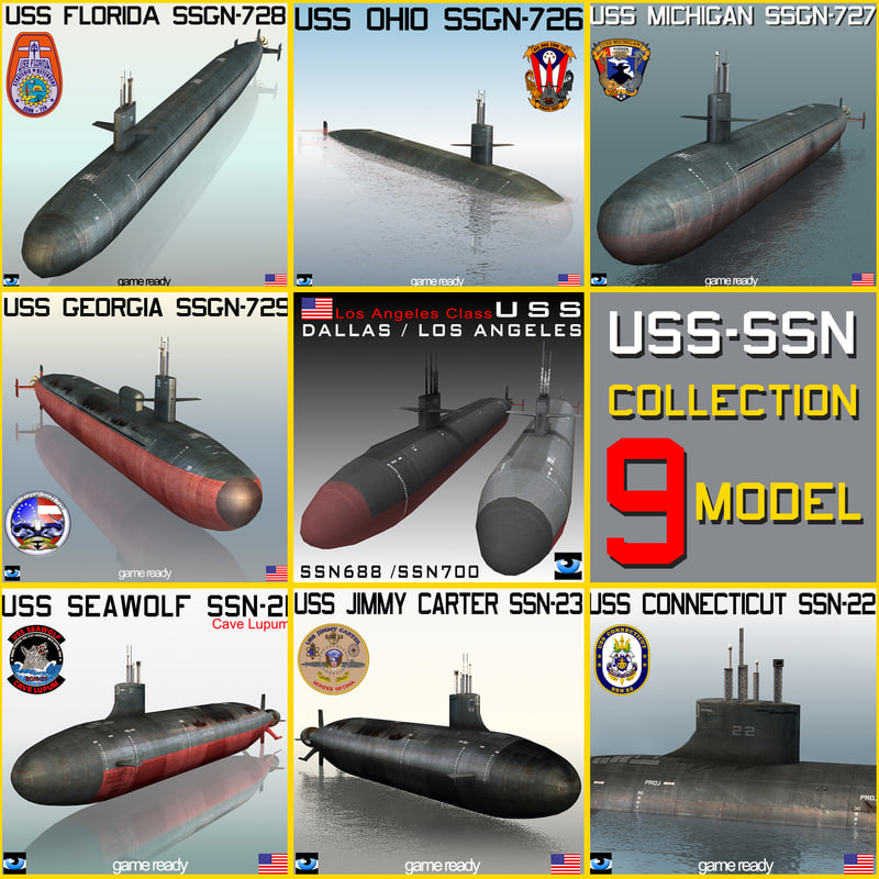 uss ssn ssgn 9 3d model