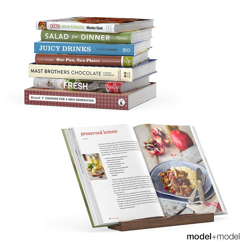 3d set kitchen books stand