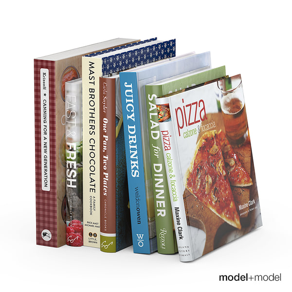 3d set kitchen books stand