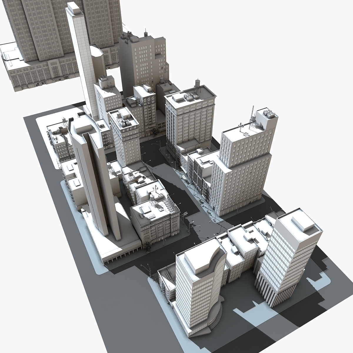 3d model city block
