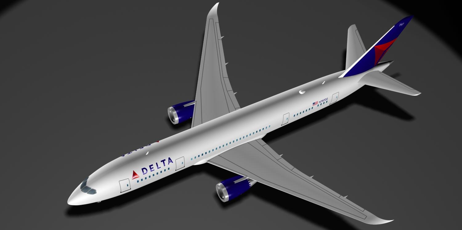 delta airlines 787 dreamliner 3d model
