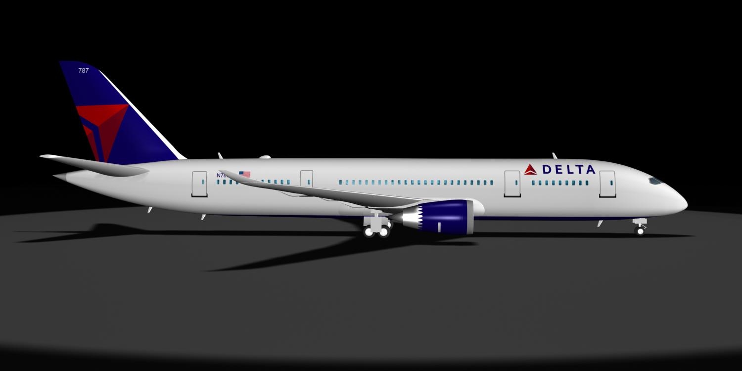 delta airlines 787 dreamliner 3d model