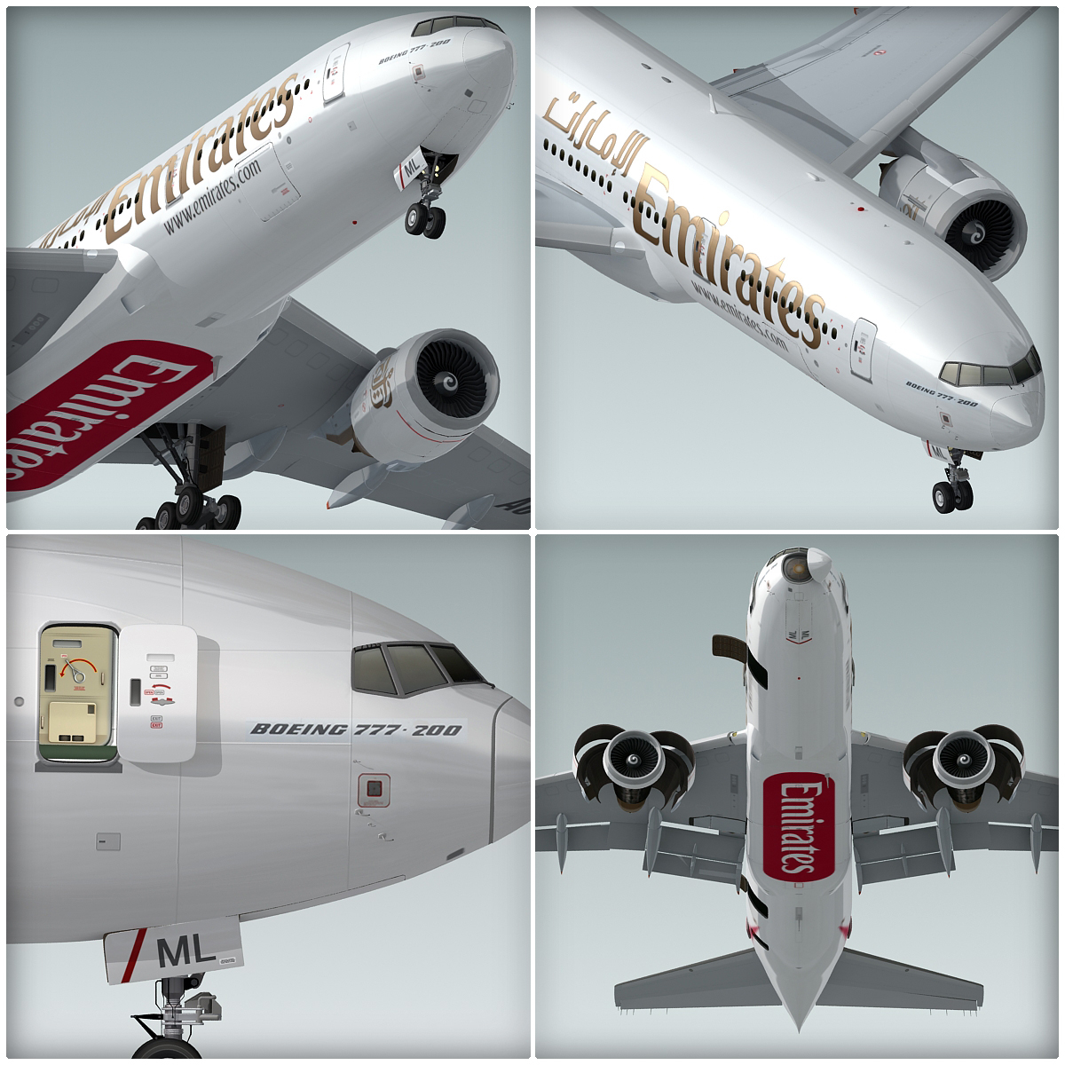 plane emirates fleet airbus 3d max