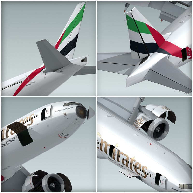 plane emirates fleet airbus 3d max