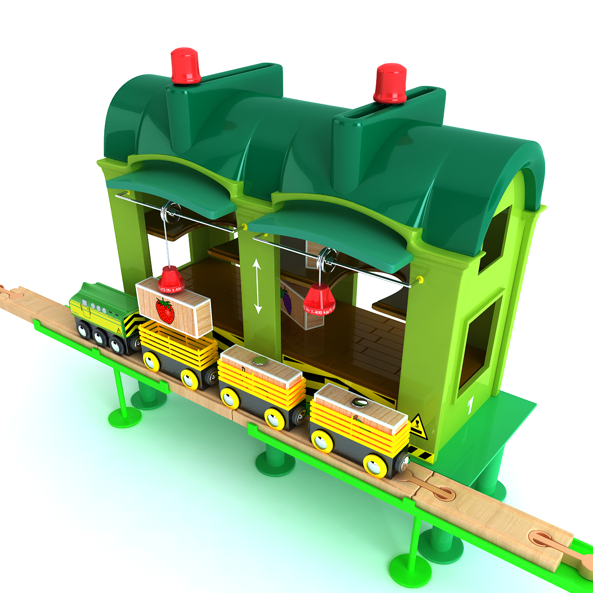 3d kids train toys set model