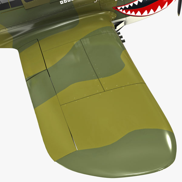 3d curtiss p-40 warhawk fighter model