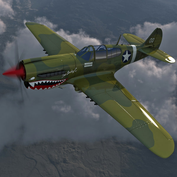 3d curtiss p-40 warhawk fighter model