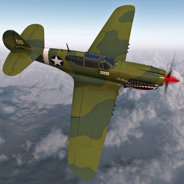 3d curtiss p-40 warhawk fighter model