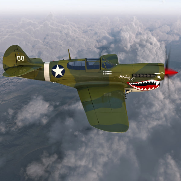 3d curtiss p-40 warhawk fighter model