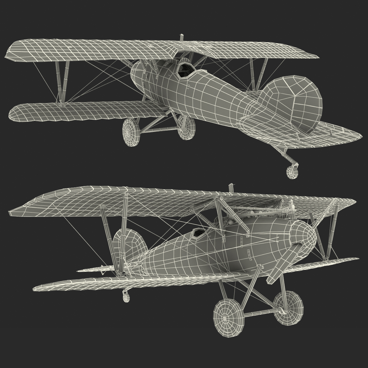 biplane fighter aircraft albatros 3d c4d