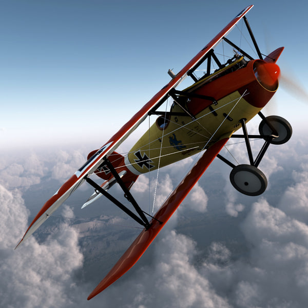 biplane fighter aircraft albatros 3d c4d