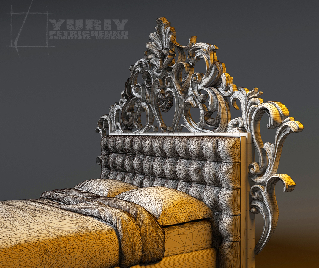 3d model carved bed