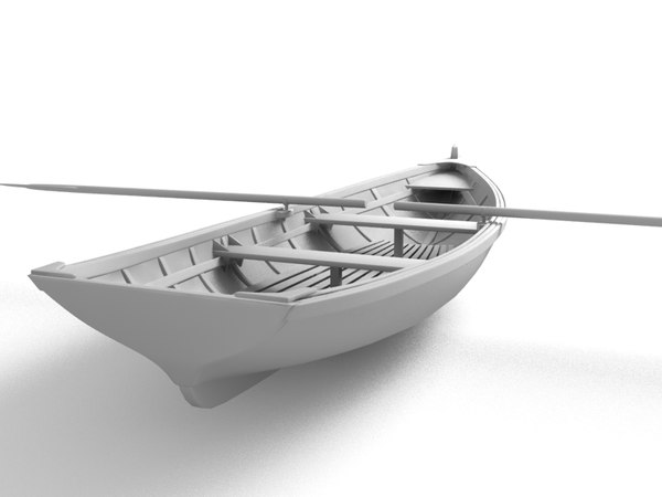 row boat fish obj