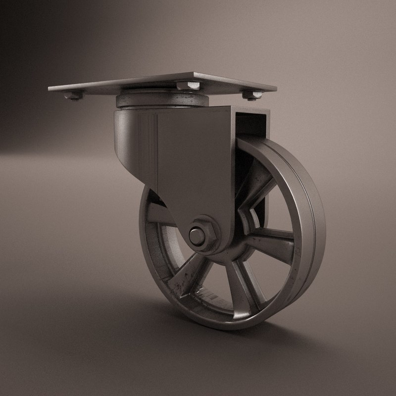 retro industrial metal caster 3d model