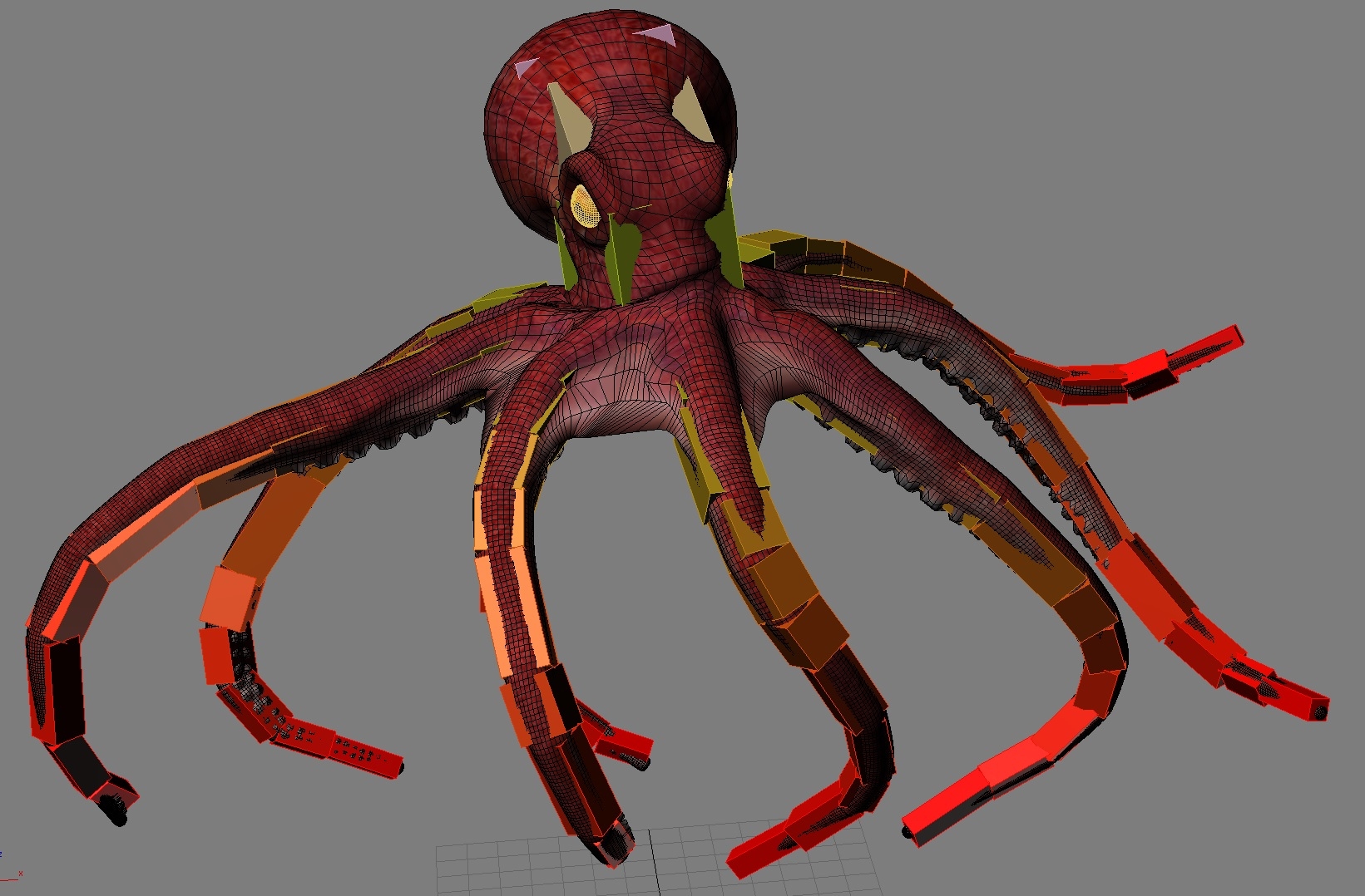 3d max rigged octopus animation