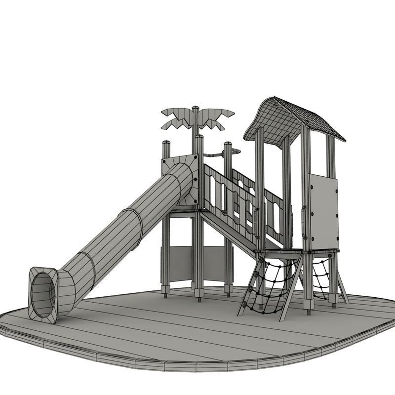 3d playground tunnel slide