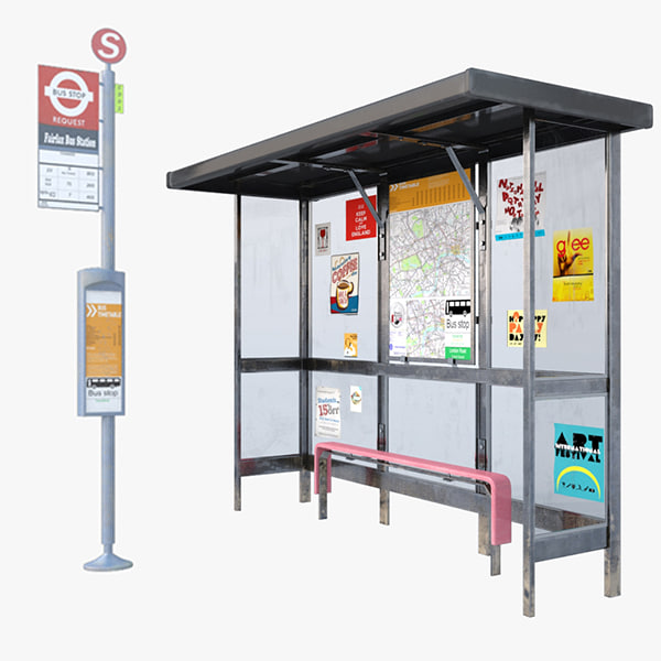bus stop london 3d max