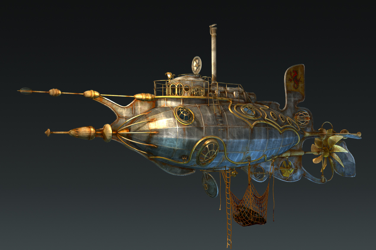 steampunk steam dieselpunk submarine 3d max