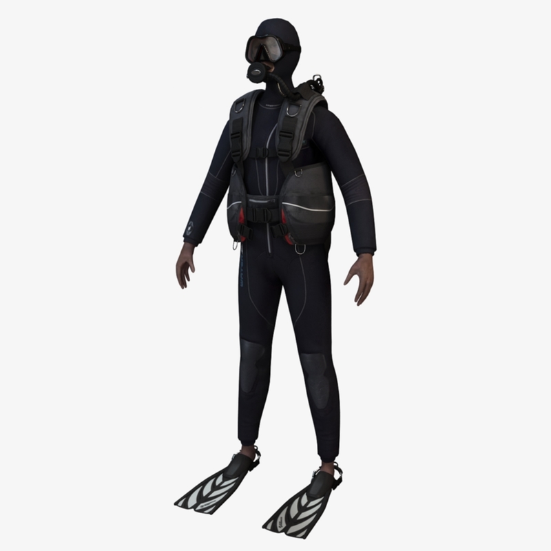 3d scuba diver model