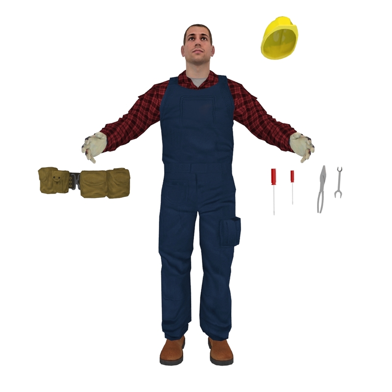 3d man worker man model