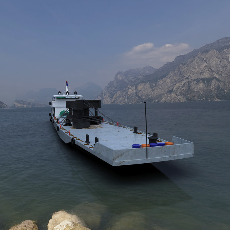 3d inland river transport barge model