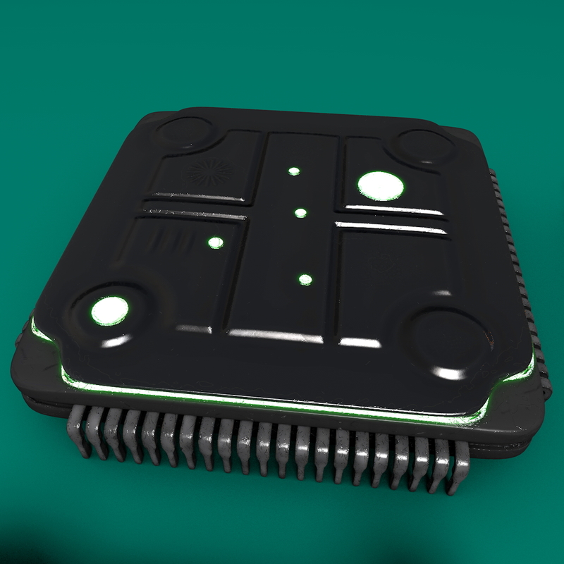 5 computer chips 3d model