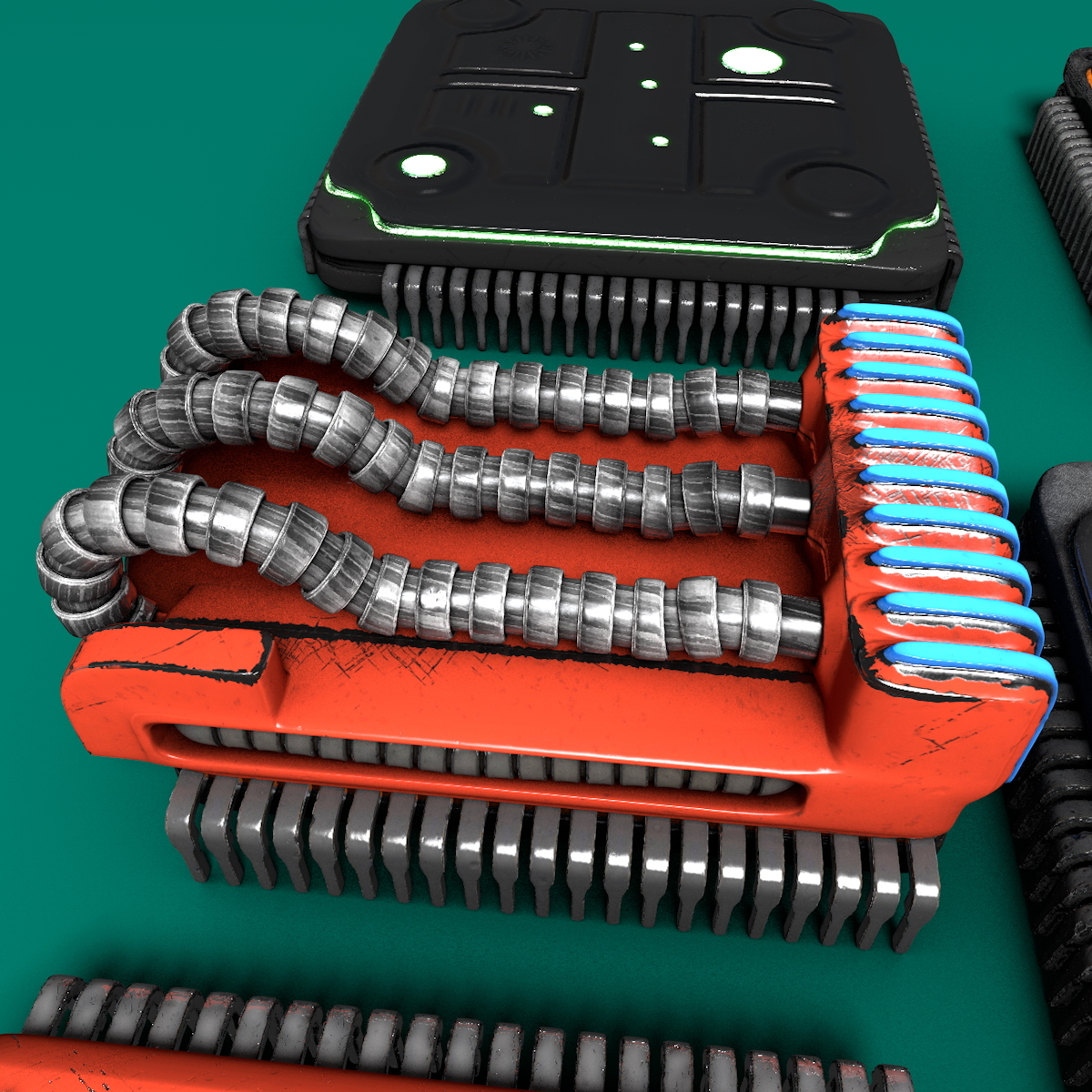 5 computer chips 3d model