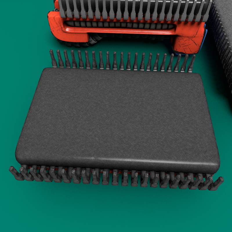 5 computer chips 3d model