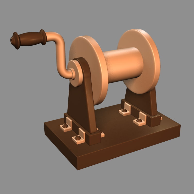 3d model cartoon ship winch