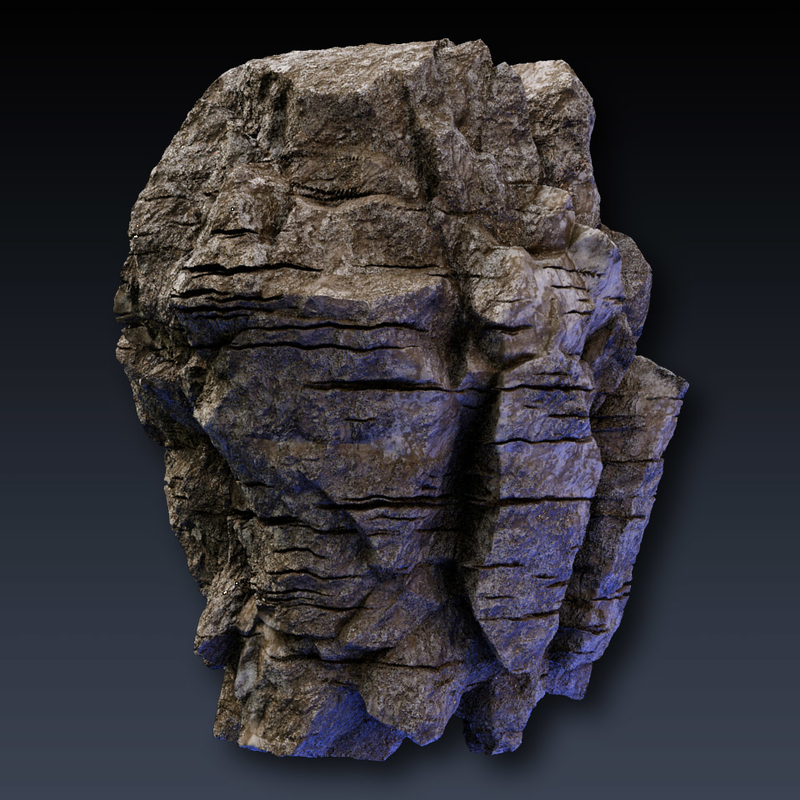 rock blocks faces cliffs 3d model