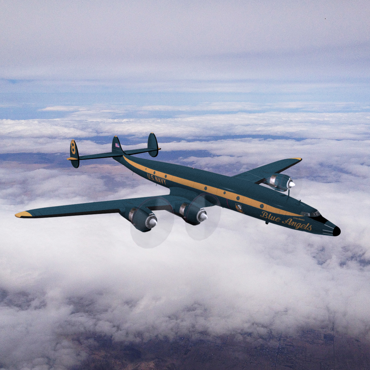 3d model c-121j constellation blue angels