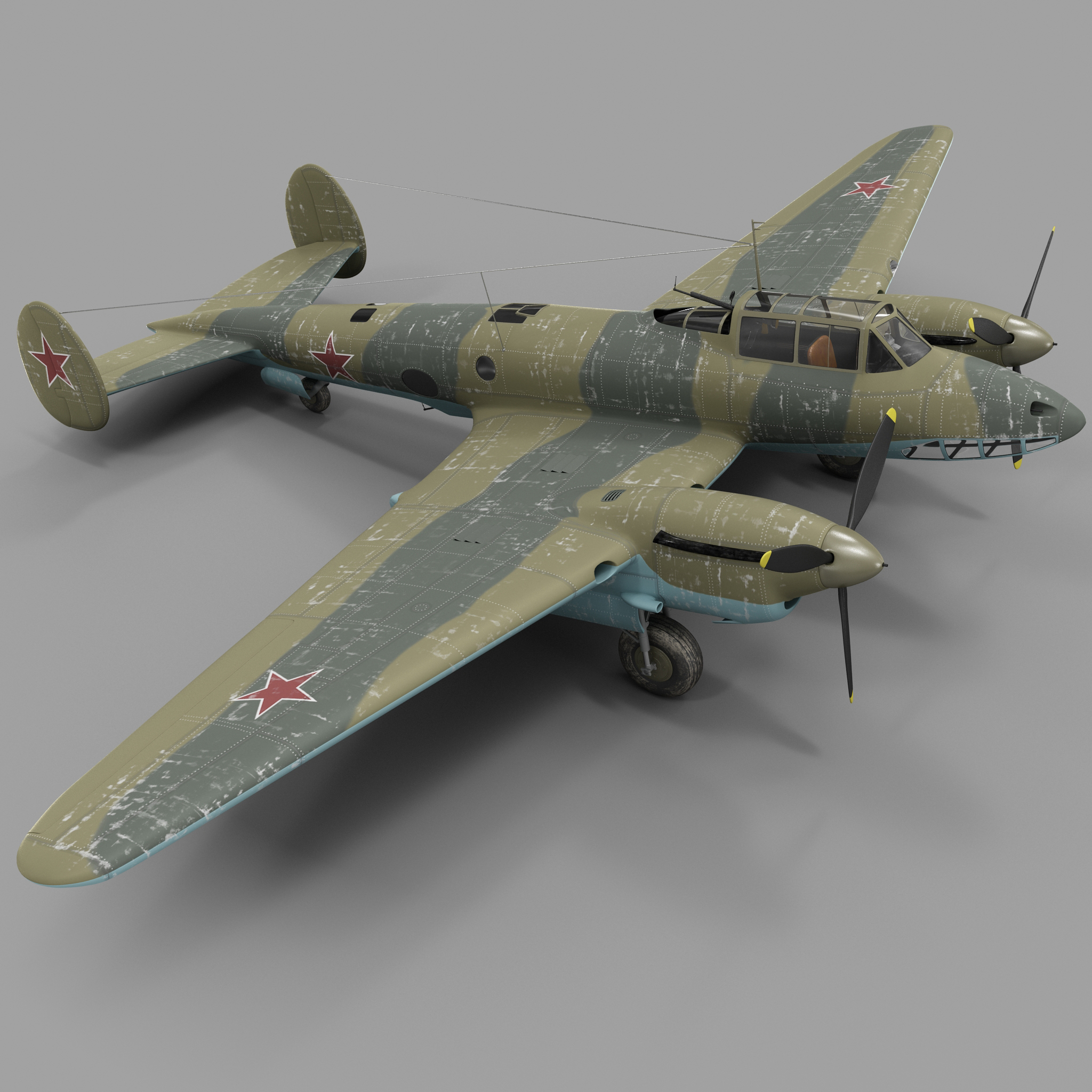 petlyakov pe-2i russian world war 3d model
