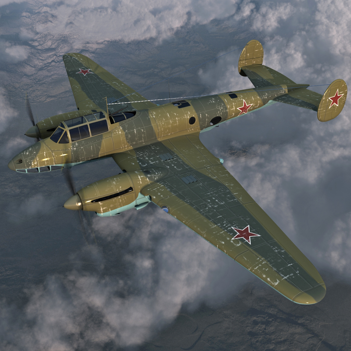 petlyakov pe-2i russian world war 3d model