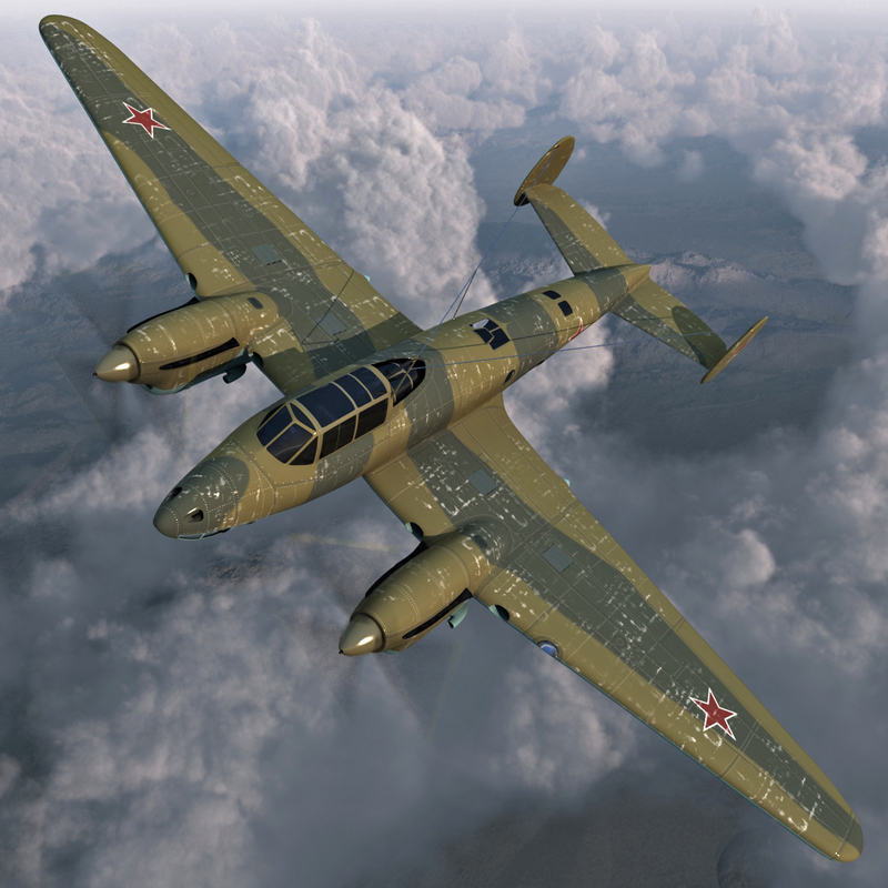 petlyakov pe-2i russian world war 3d model