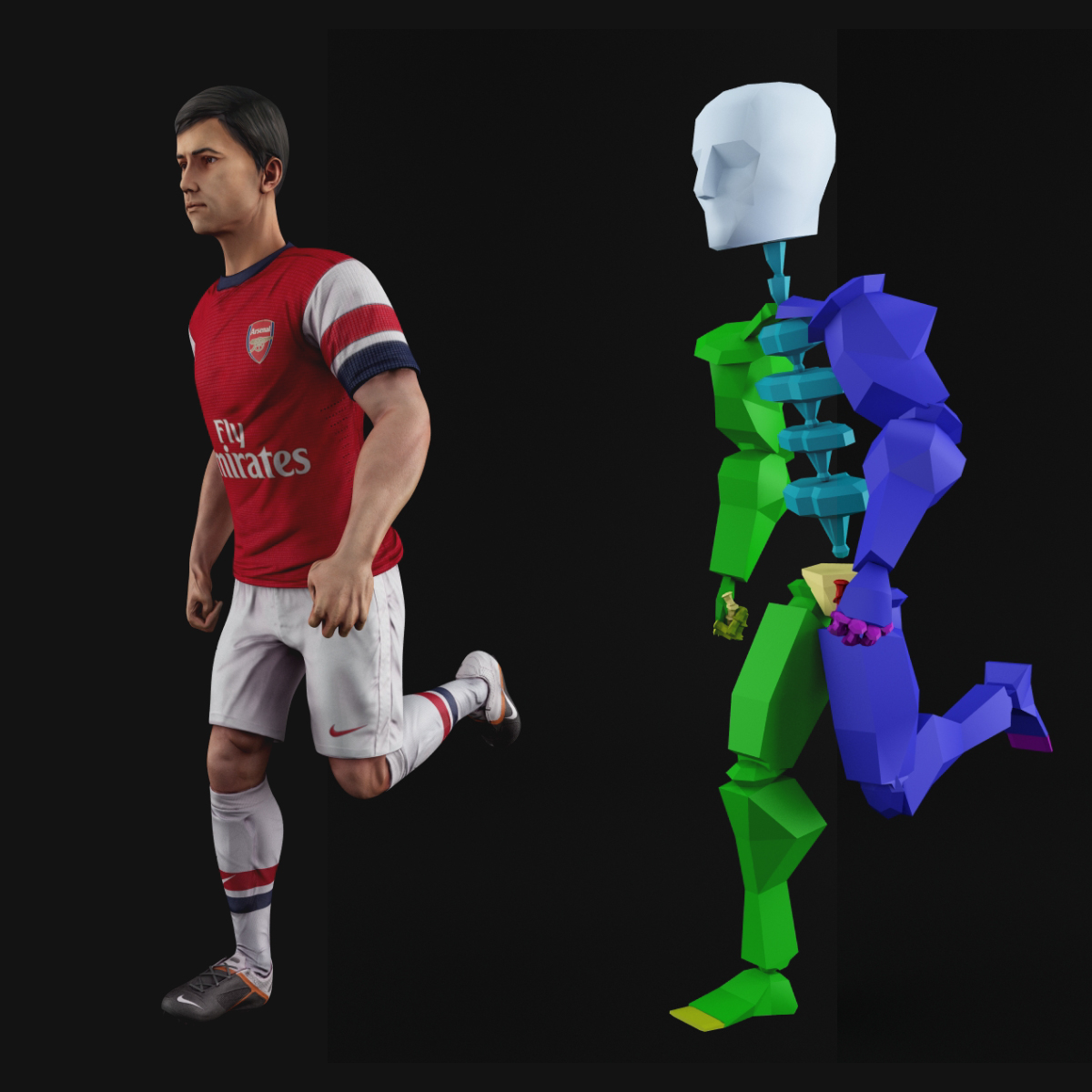 soccer player 3 rigged 3d model