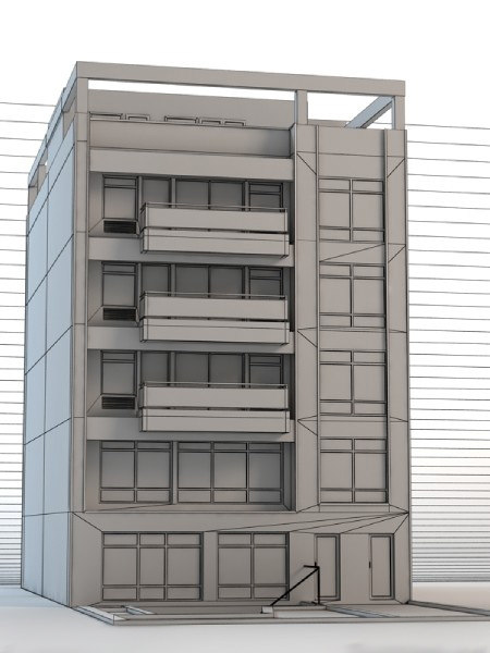 3d modern 6 story building