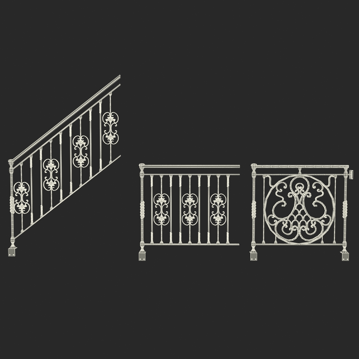3d ornate railings set design