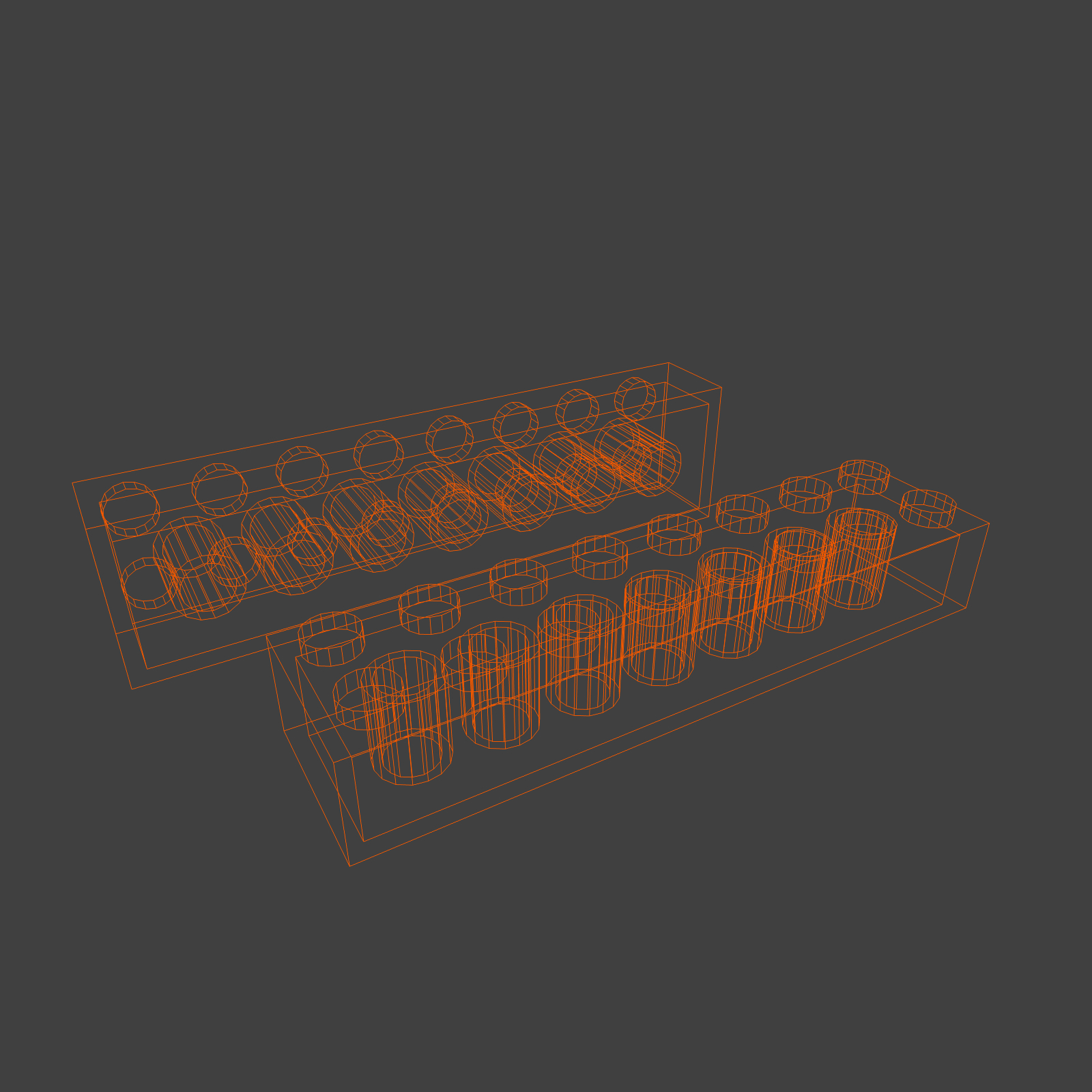 3d piece lego brick 2x8