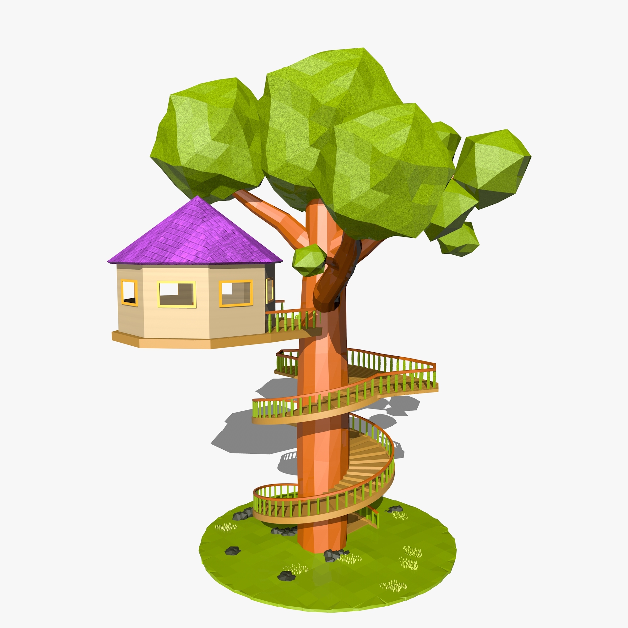 cartoon tree house 3d model
