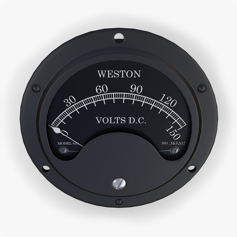 3d vintage dc voltmeter model
