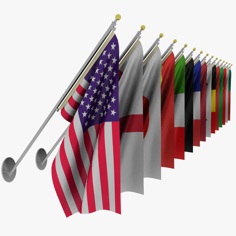 wall flags 3d model