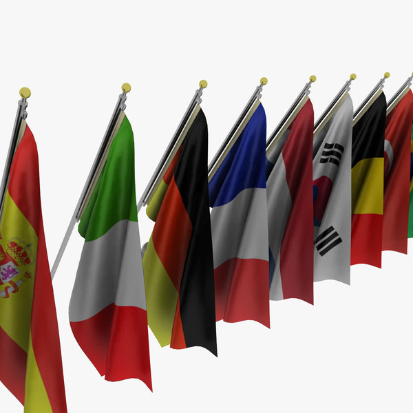 wall flags 3d model