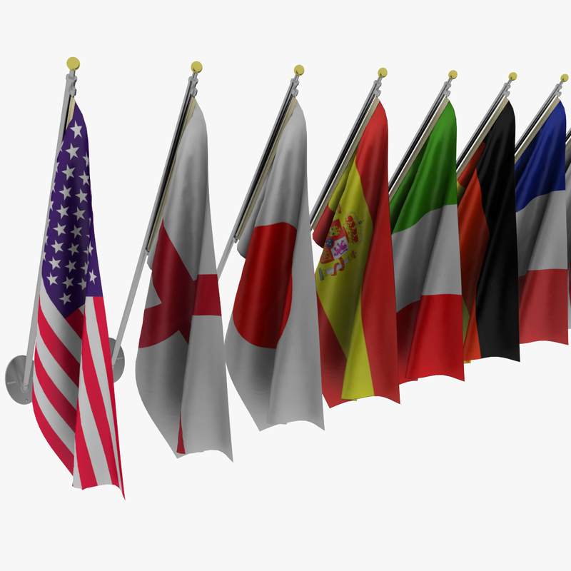 wall flags 3d model