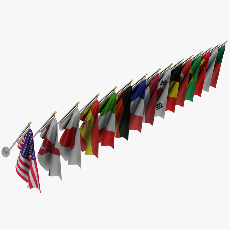 wall flags 3d model