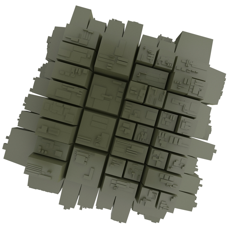 3d greeble square model