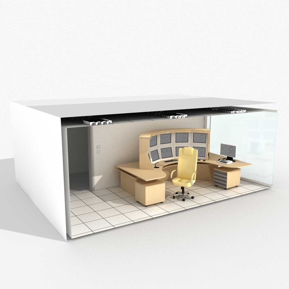 3d model room railway control center